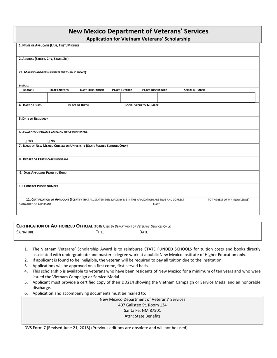 DVS Form 7 - Fill Out, Sign Online and Download Printable PDF, New ...