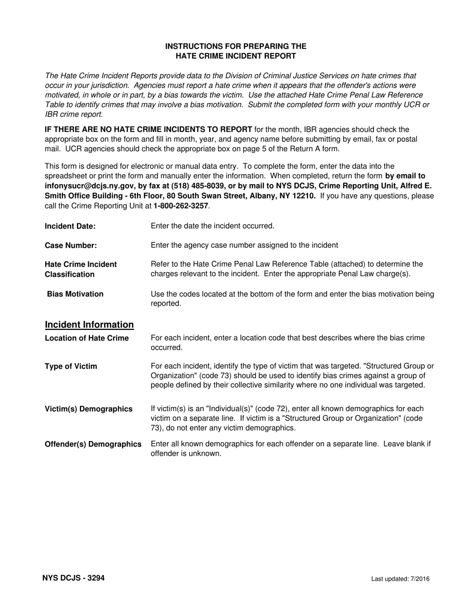 Form DCJS-3294 - Fill Out, Sign Online and Download Printable PDF, New ...