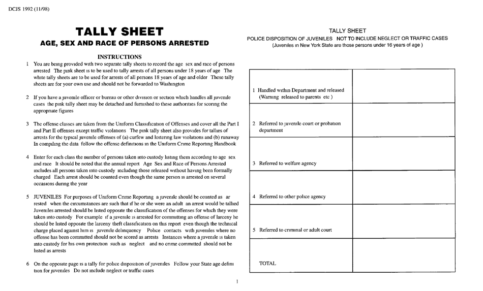 Form DCJS1992 - Fill Out, Sign Online and Download Printable PDF, New ...