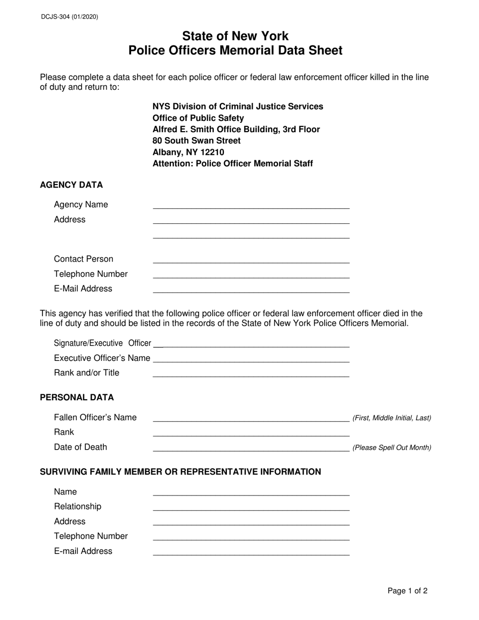 Form DCJS-304 - Fill Out, Sign Online and Download Fillable PDF, New ...