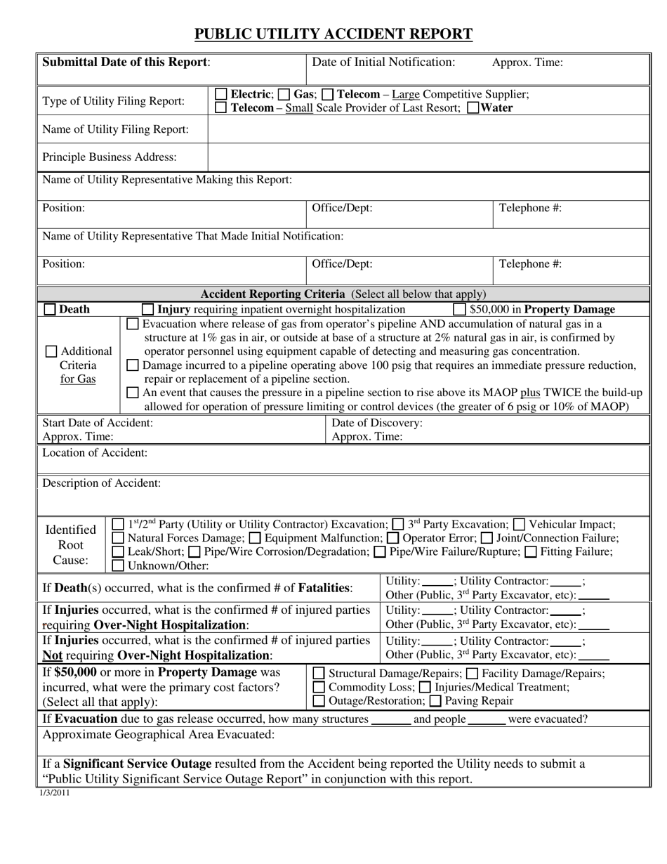 Nevada Public Utility Accident Report - Fill Out, Sign Online and ...