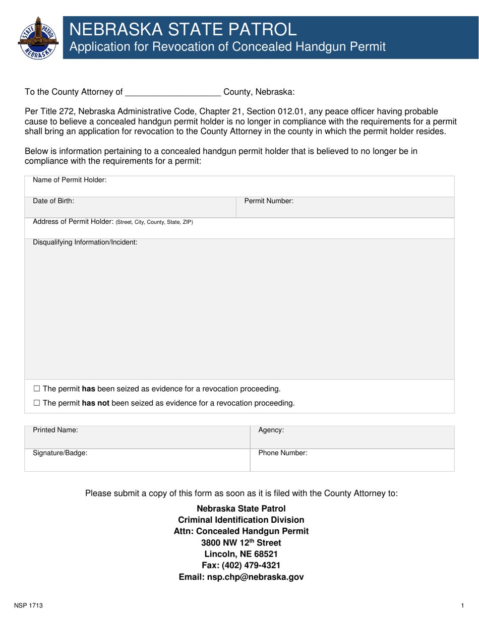 Form NSP1713 - Fill Out, Sign Online and Download Fillable PDF ...