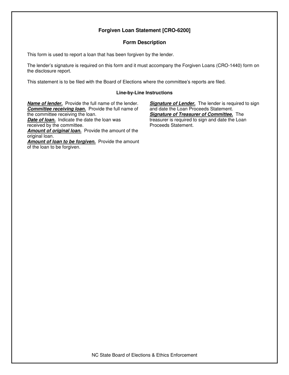 Download Instructions for Form CRO-6200 Forgiven Loan Statement PDF ...