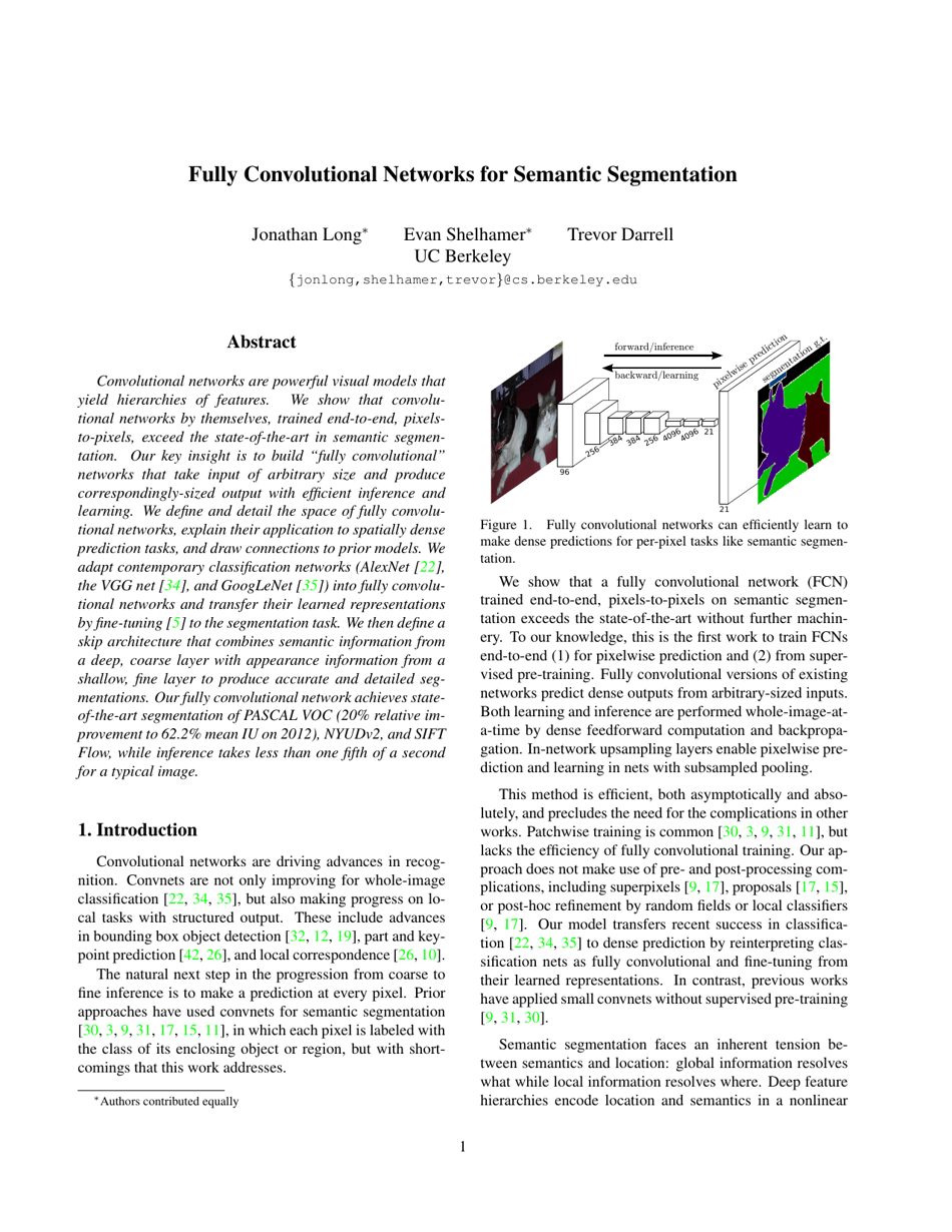Fully Convolutional Networks for Semantic Segmentation - Jonathan Long, Evan Shelhamer, Trevor ...