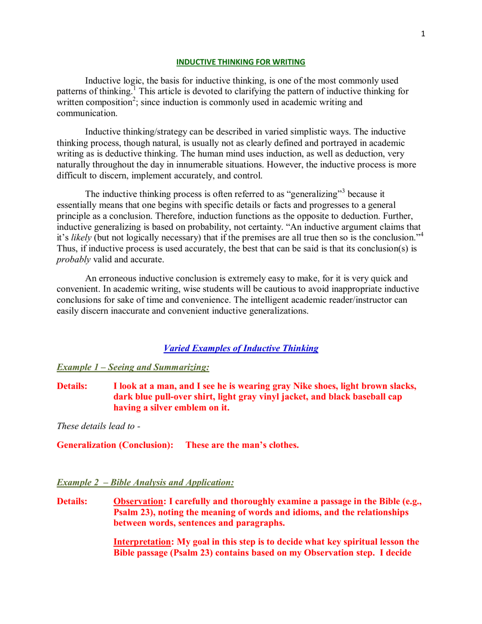 Inductive Thinking for Writing - Liberty University Download Printable ...