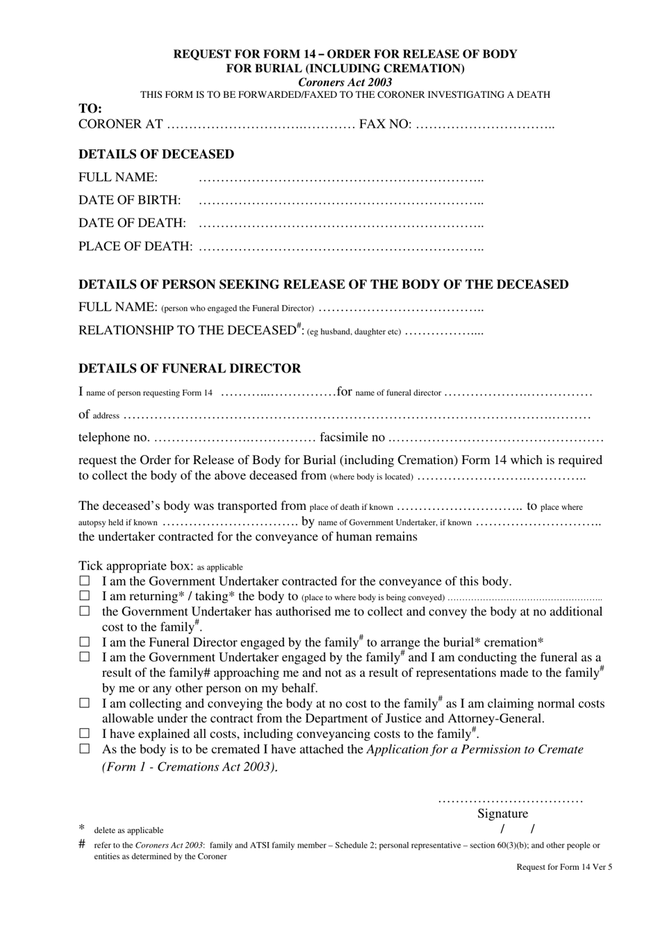 Form 14A - Fill Out, Sign Online and Download Printable PDF, Queensland ...