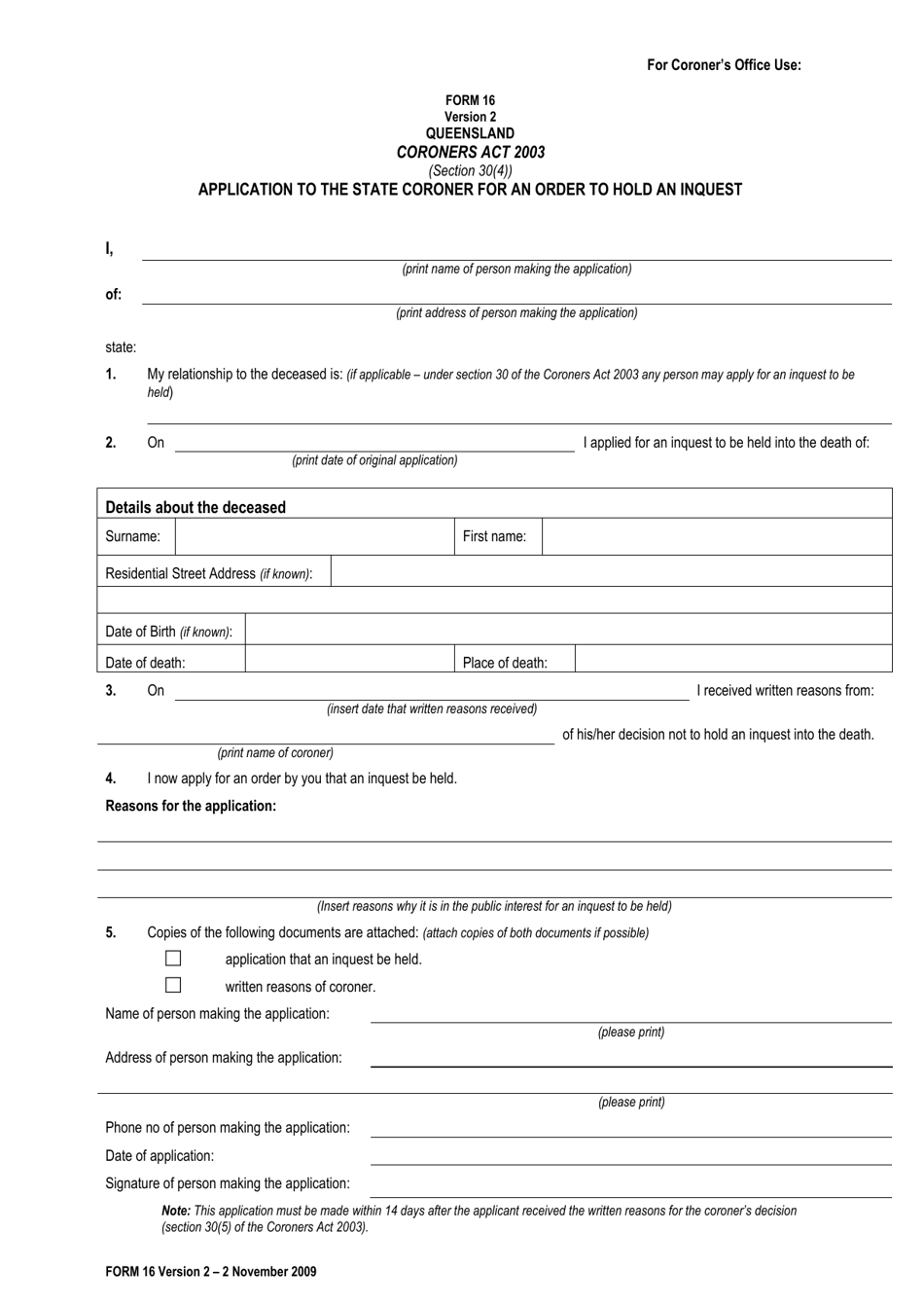 Form 16 - Fill Out, Sign Online and Download Printable PDF, Queensland ...