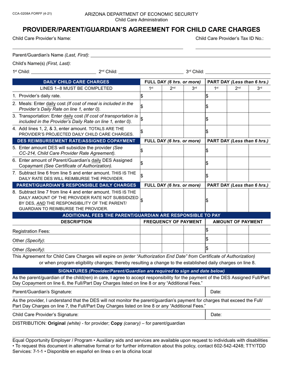 Form CCA-0208A - Fill Out, Sign Online and Download Fillable PDF ...