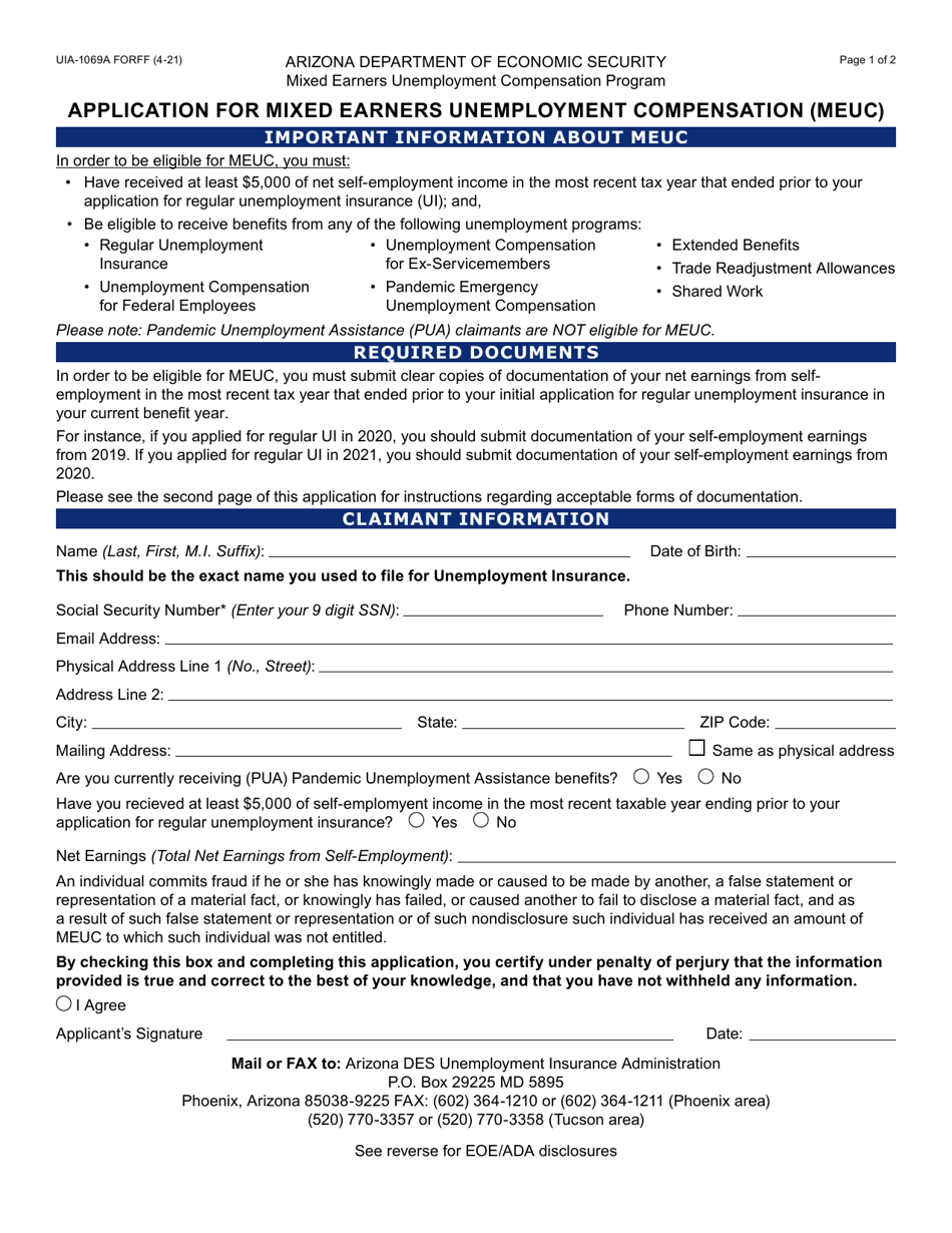 Form UIA-1069A - Fill Out, Sign Online and Download Fillable PDF ...