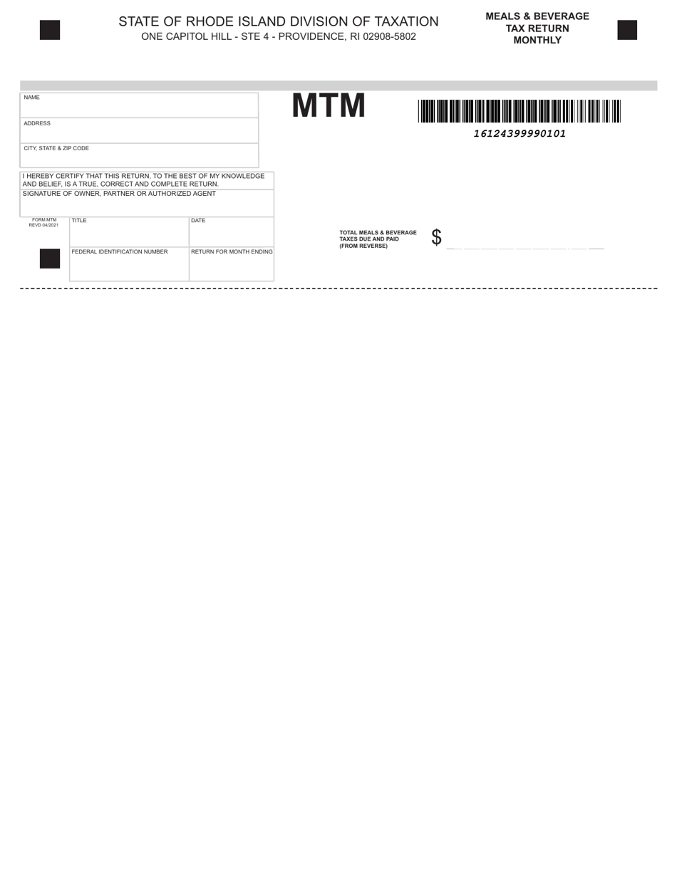 Form MTM - Fill Out, Sign Online and Download Fillable PDF, Rhode ...