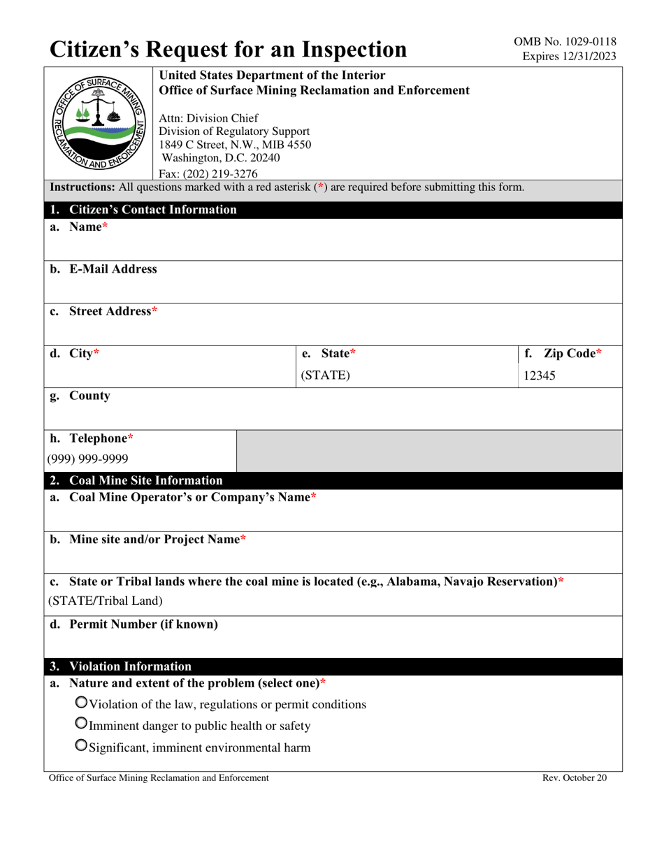 Citizen's Request for an Inspection Download Fillable PDF | Templateroller