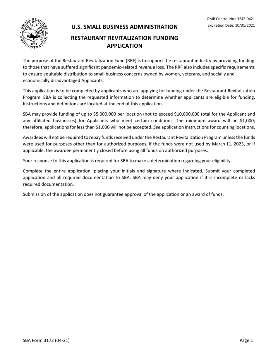 SBA Form 3172 - Fill Out, Sign Online and Download Printable PDF ...