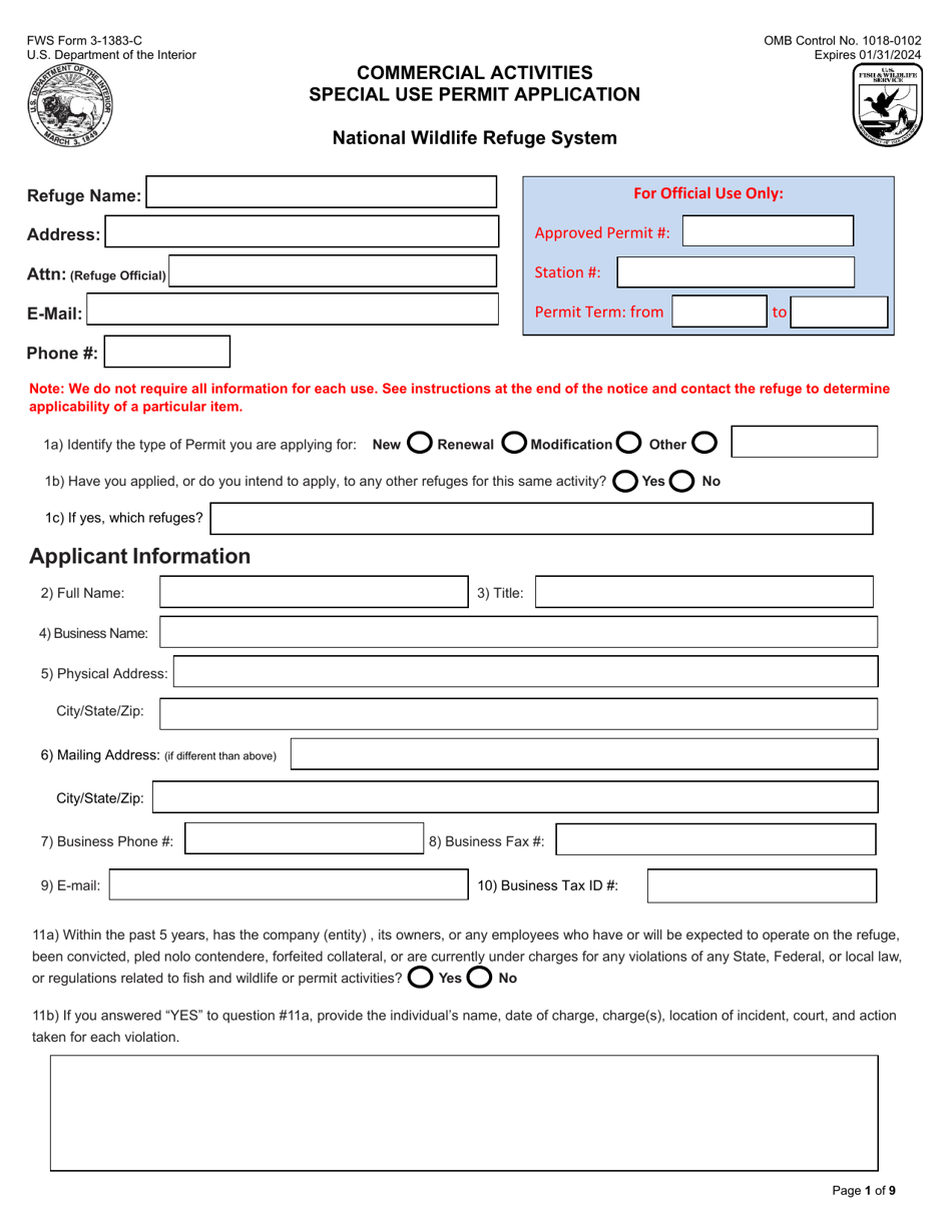 FWS Form 3-1383-C - Fill Out, Sign Online and Download Fillable PDF | Templateroller