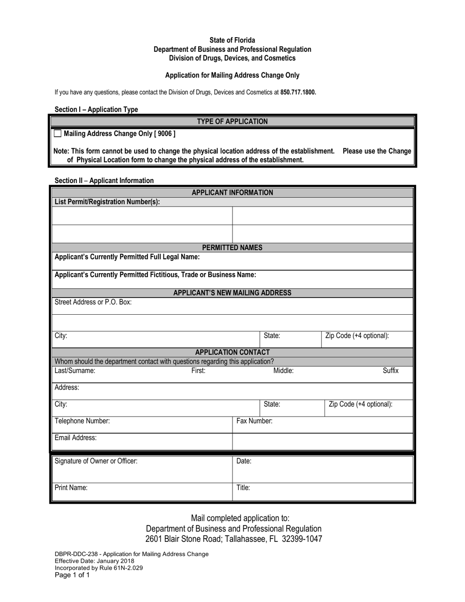 Form DBPR-DDC-238 - Fill Out, Sign Online and Download Printable PDF ...