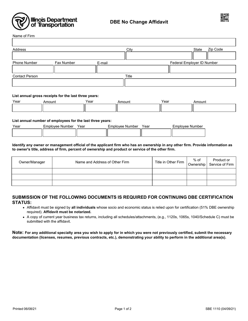Form SBE1110 - Fill Out, Sign Online and Download Fillable PDF ...