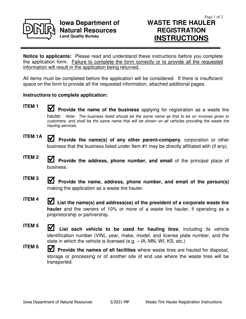 Download Instructions for DNR Form 542-8089 Waste Tire Hauler ...