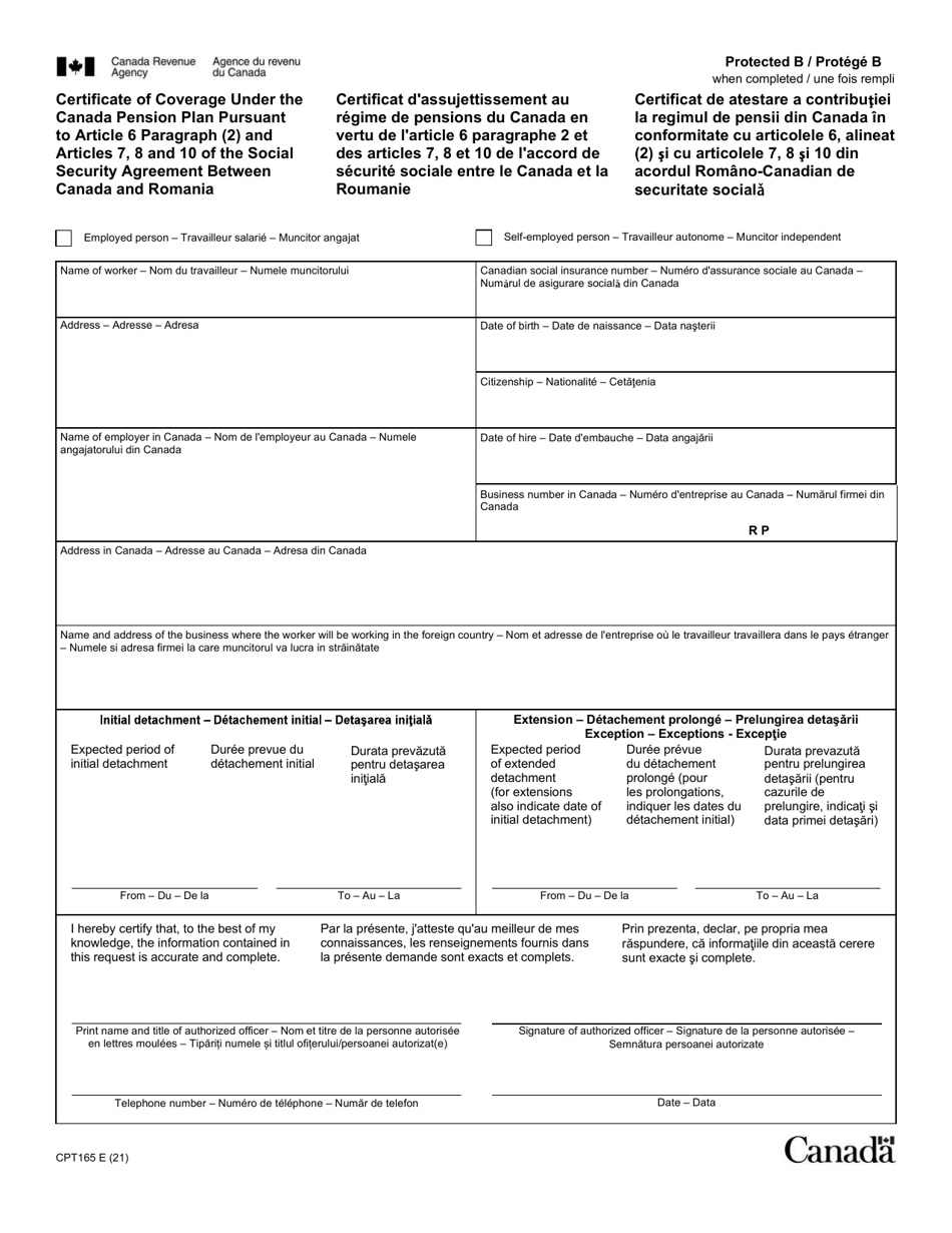 Form CPT165 - Fill Out, Sign Online and Download Fillable PDF, Canada ...