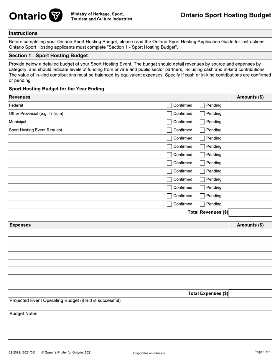 Form 52-208E - Fill Out, Sign Online and Download Fillable PDF, Ontario ...