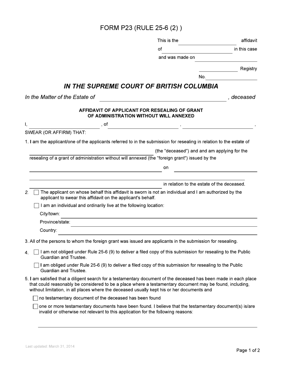 Form P23 - Fill Out, Sign Online and Download Fillable PDF, British ...