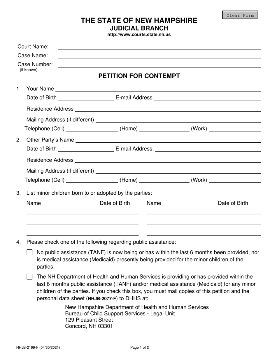 Form NHJB-2199-F Download Fillable PDF or Fill Online Petition for ...