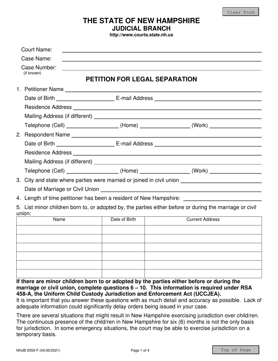 Form NHJB-2059-F Download Fillable PDF or Fill Online Petition for ...