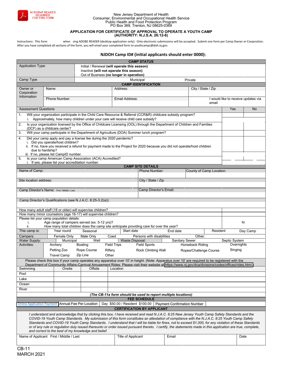 Form CB-11 Download Fillable PDF or Fill Online Application for ...