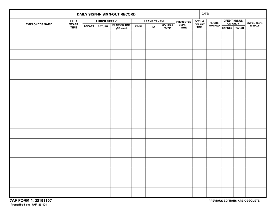 7 AF Form 4 - Fill Out, Sign Online and Download Fillable PDF ...