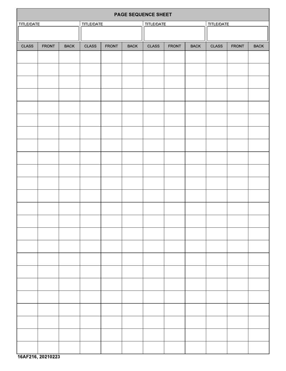 16 AF Form 216 - Fill Out, Sign Online and Download Fillable PDF ...