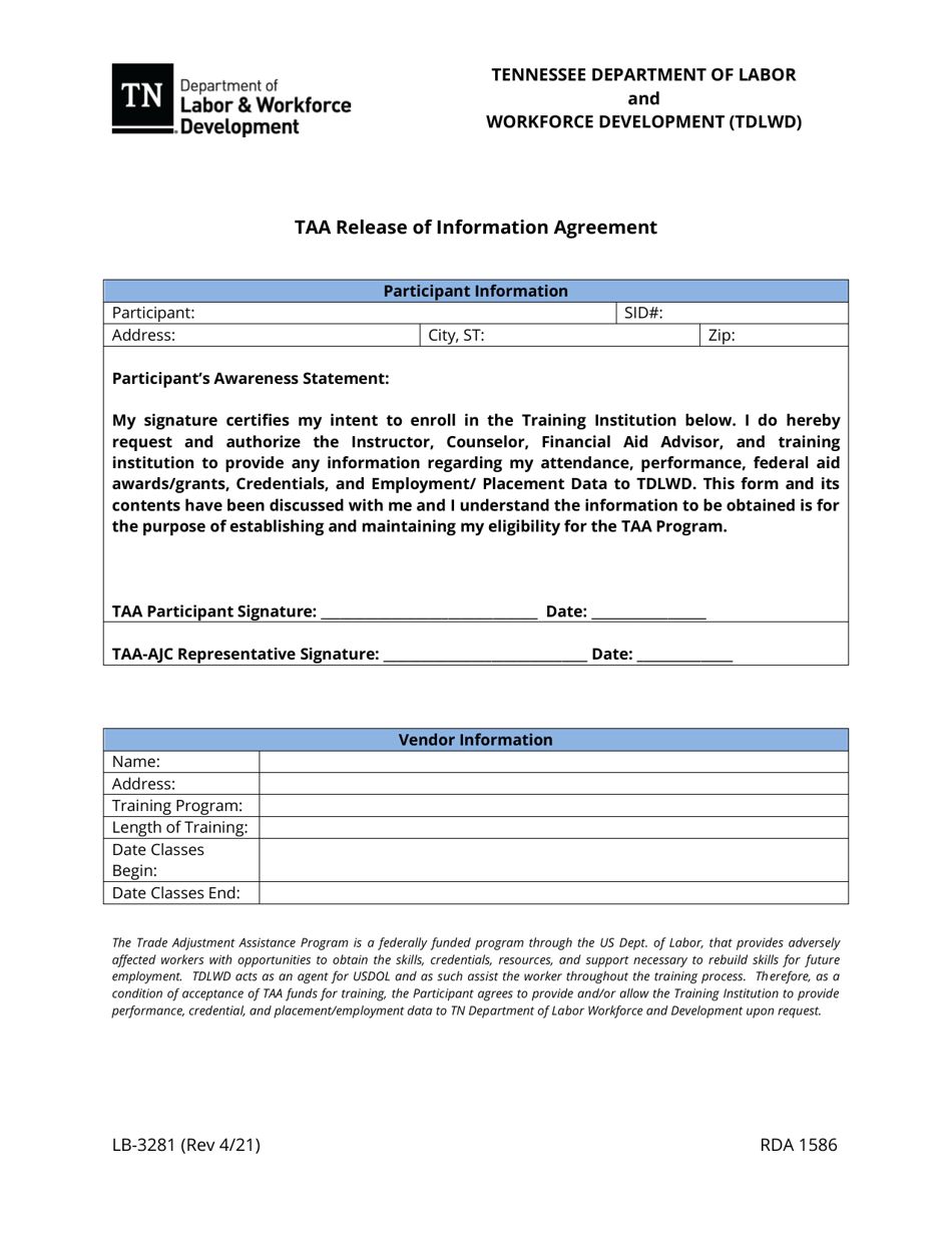 Form LB-3281 - Fill Out, Sign Online and Download Fillable PDF ...
