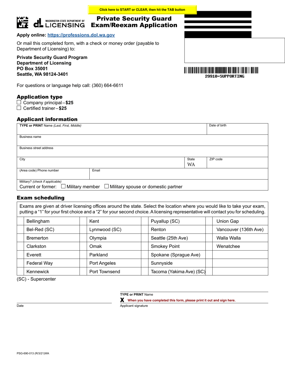 Form PSG-690-013 Download Fillable PDF or Fill Online Private Security ...