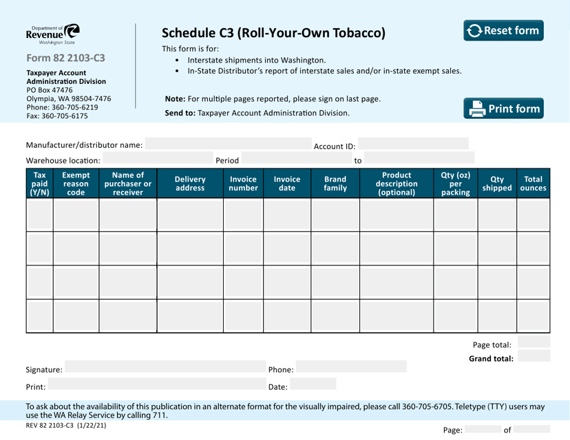 Form REV82 2103 C3 Schedule C3 Download Fillable PDF Or Fill Online Form REV82 2103 C3 Schedule C3 Download Fillable PDF Or Fill Online