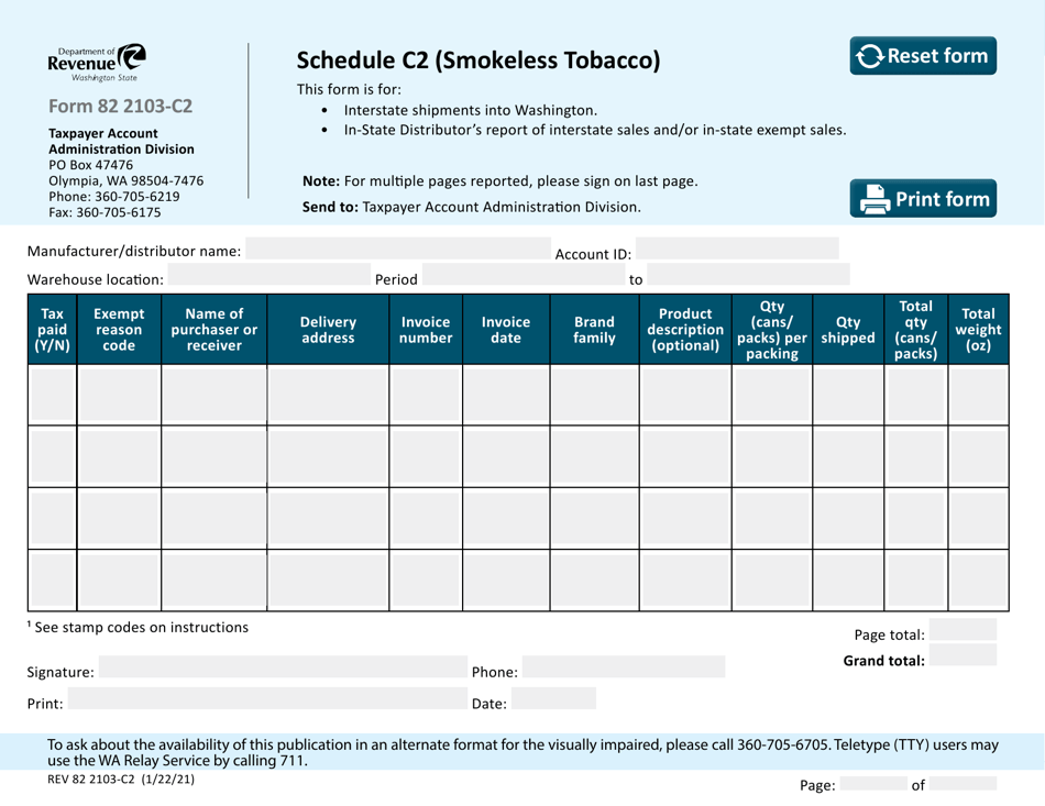 Form REV82 2103-C2 Schedule C2 - Fill Out, Sign Online and Download ...