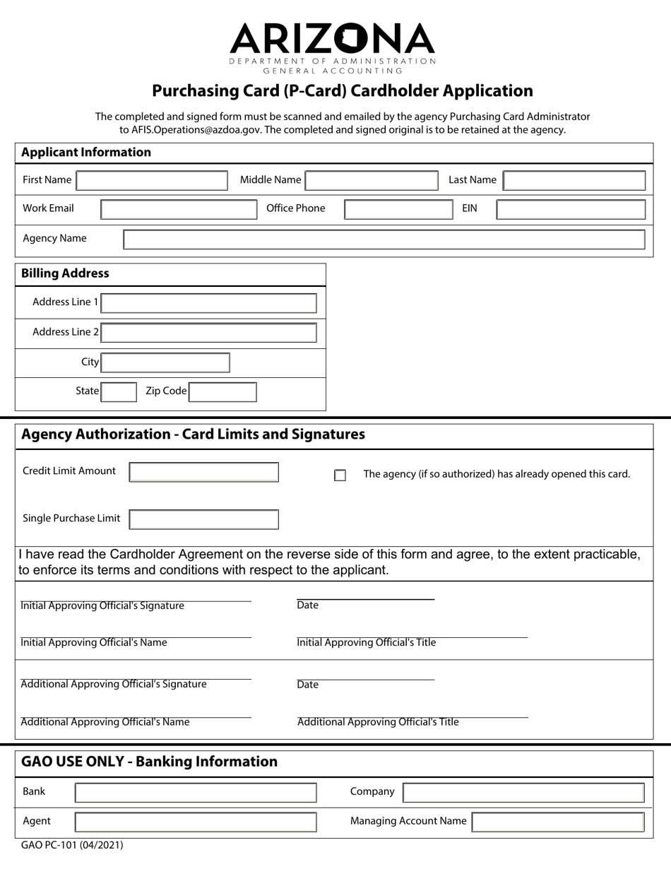 Form GAO PC-101 - Fill Out, Sign Online and Download Fillable PDF, Arizona | Templateroller