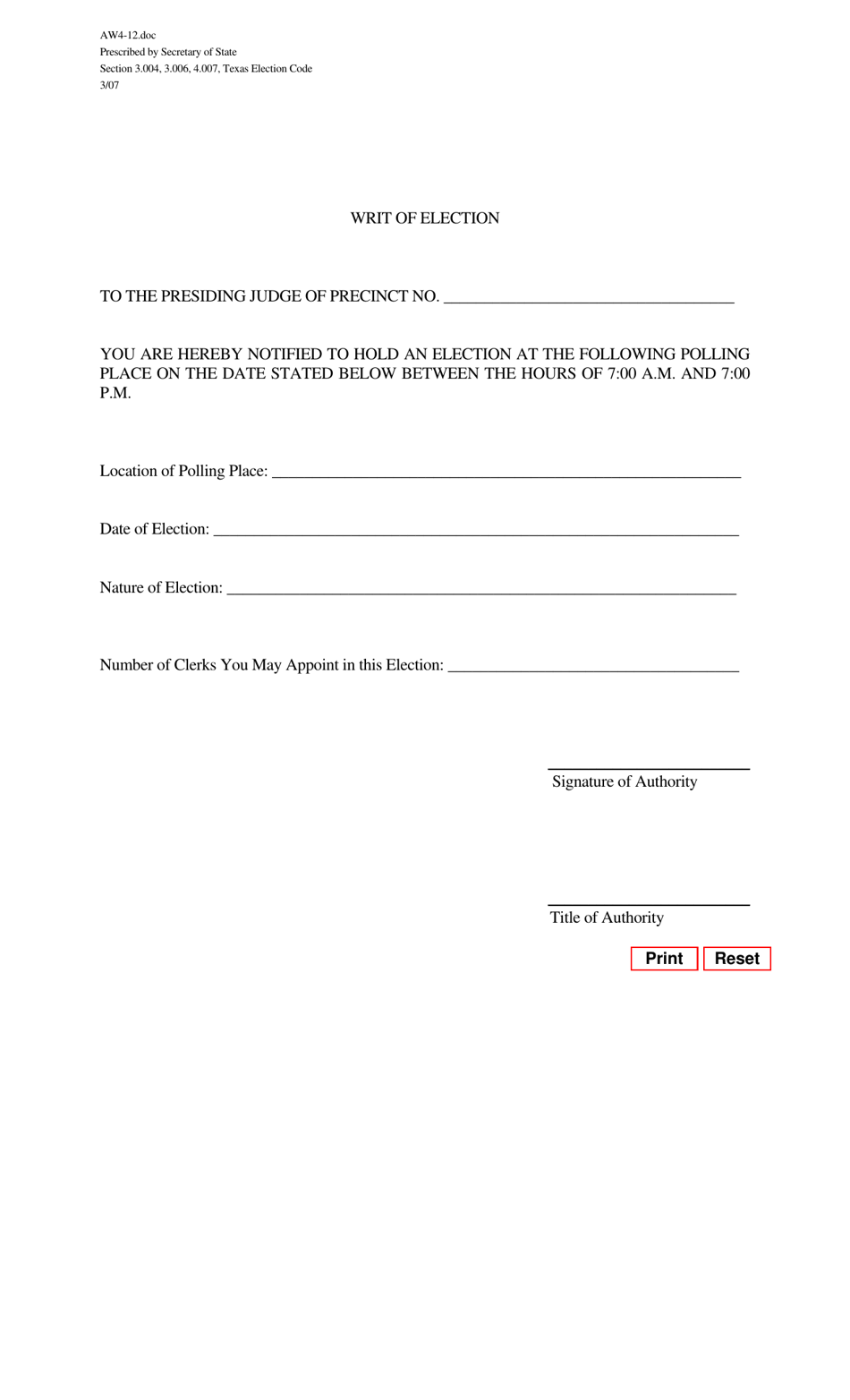 Form AW4-12 - Fill Out, Sign Online and Download Fillable PDF, Texas ...