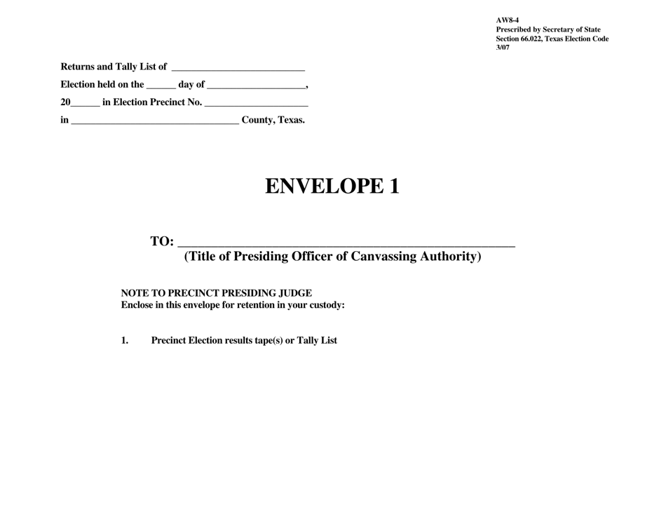 Form AW8-4 - Fill Out, Sign Online and Download Printable PDF, Texas ...