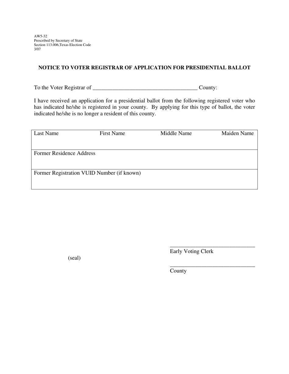 Form AW5-32 - Fill Out, Sign Online and Download Printable PDF, Texas ...