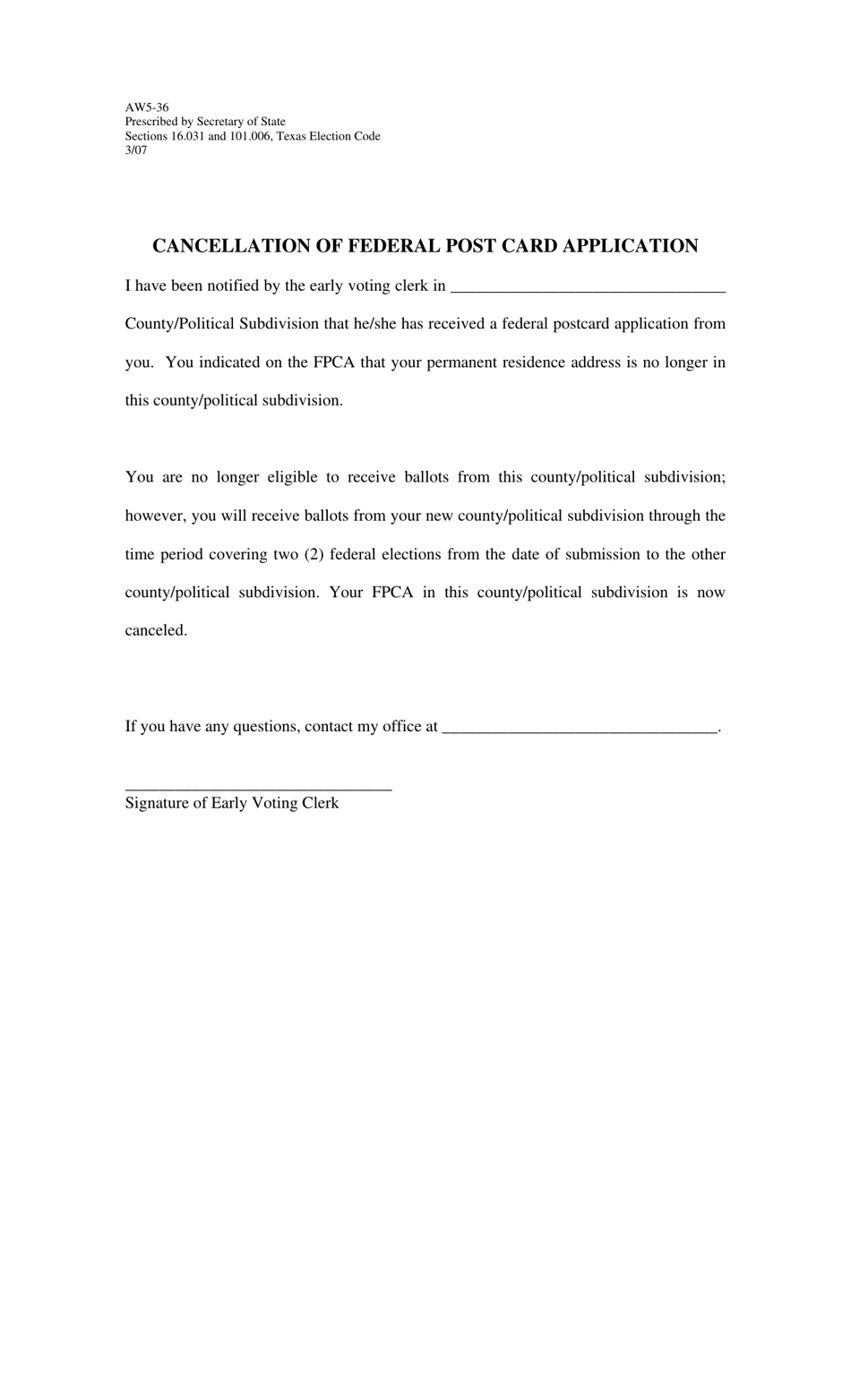 Form AW5-36 - Fill Out, Sign Online and Download Printable PDF, Texas ...