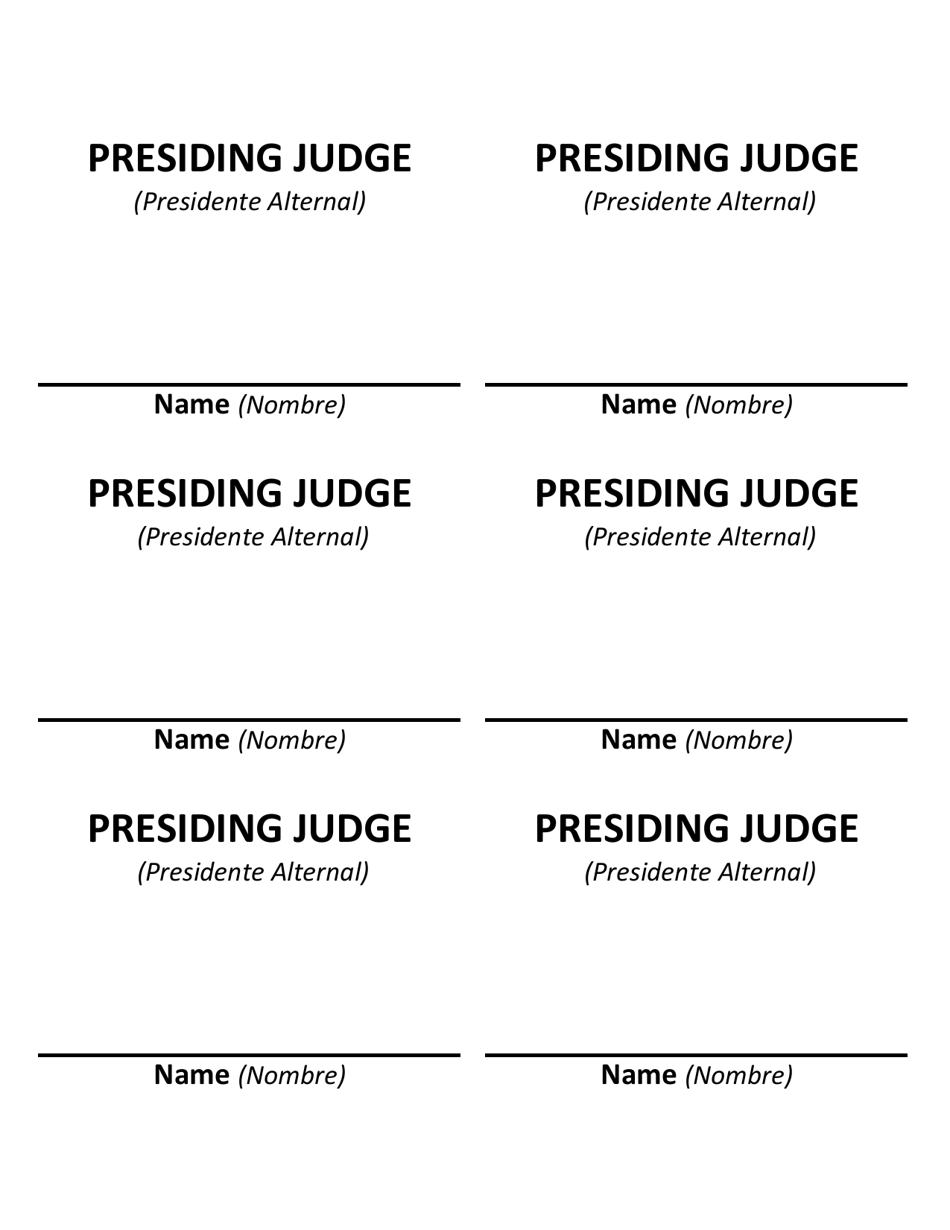 Texas Name Badge for Presiding Judges (English/Spanish) - Fill Out ...