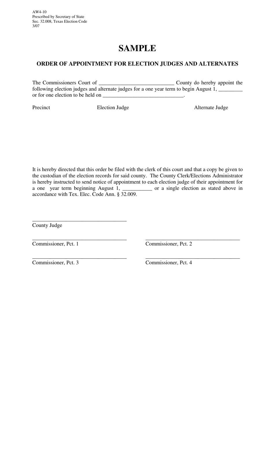Form AW4-10 - Fill Out, Sign Online and Download Printable PDF, Texas ...