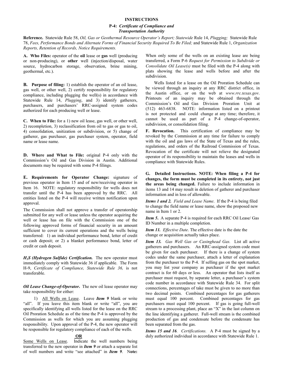 Download Instructions for Form P-4 Certificate of Compliance and ...