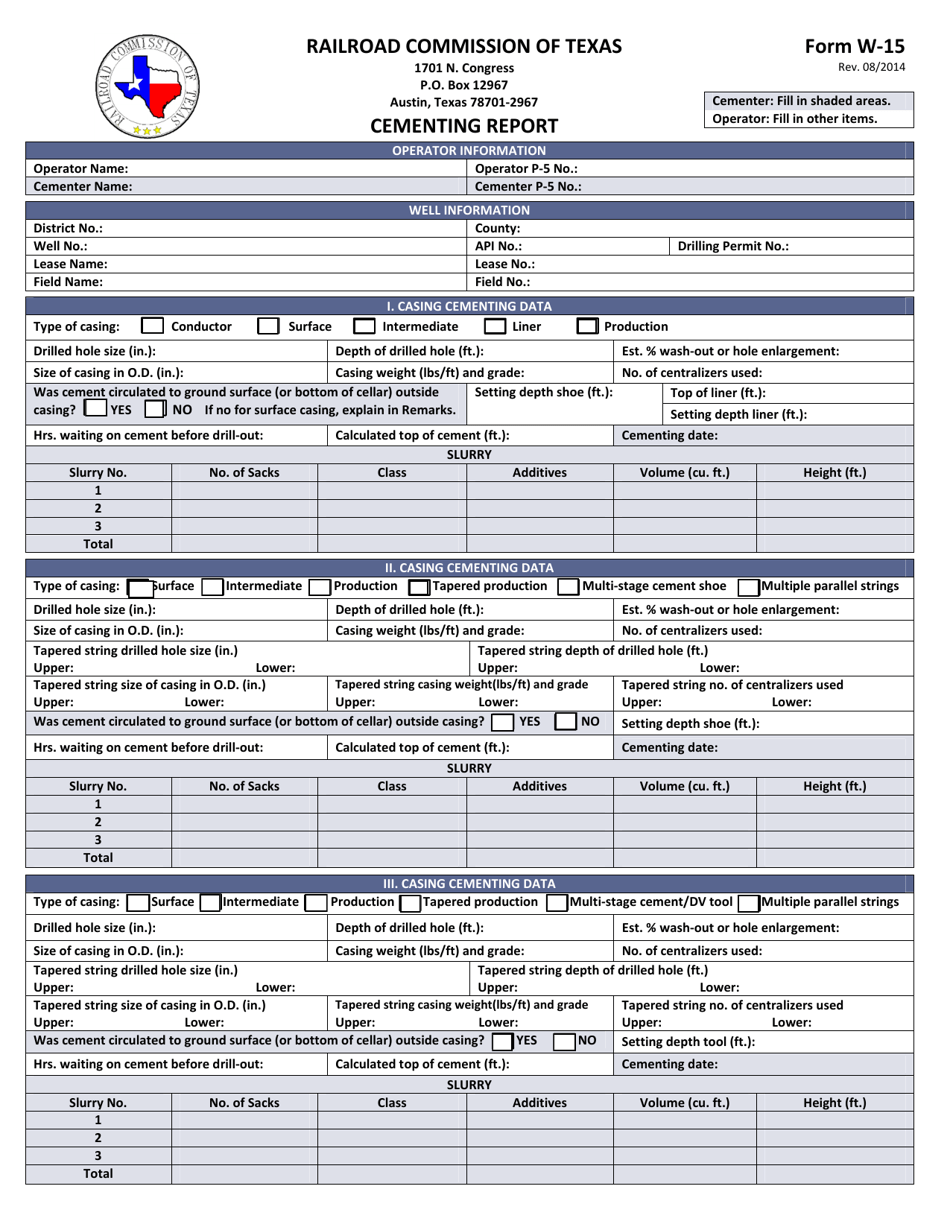 Form W-15 - Fill Out, Sign Online and Download Fillable PDF, Texas ...