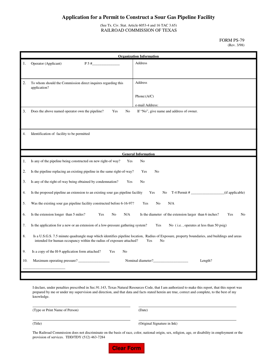 Form PS-79 - Fill Out, Sign Online and Download Fillable PDF, Texas ...