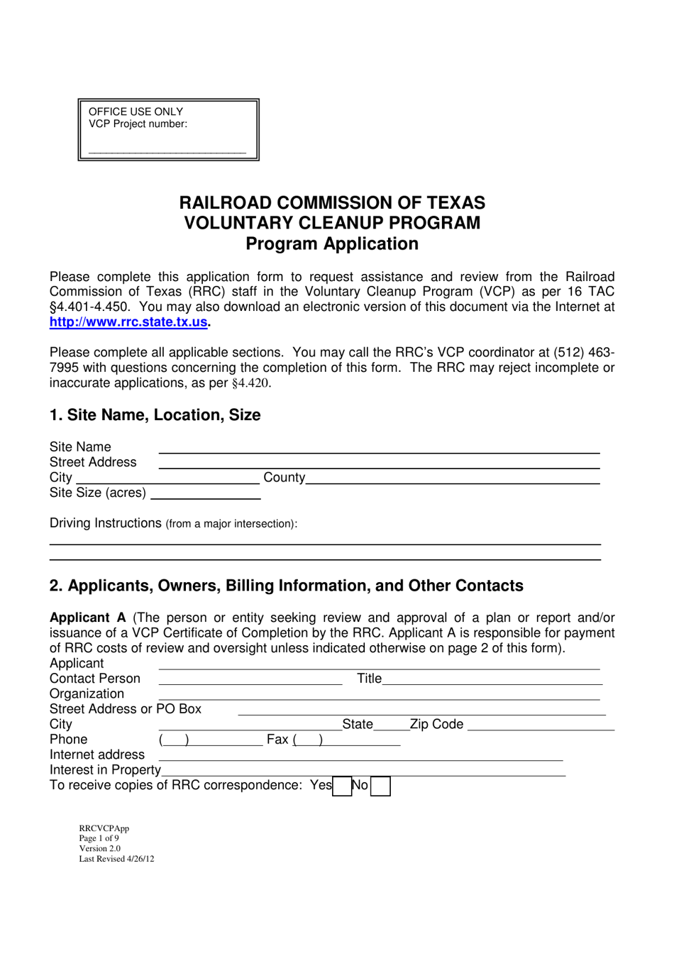 Form VCP-1 - Fill Out, Sign Online and Download Fillable PDF, Texas ...