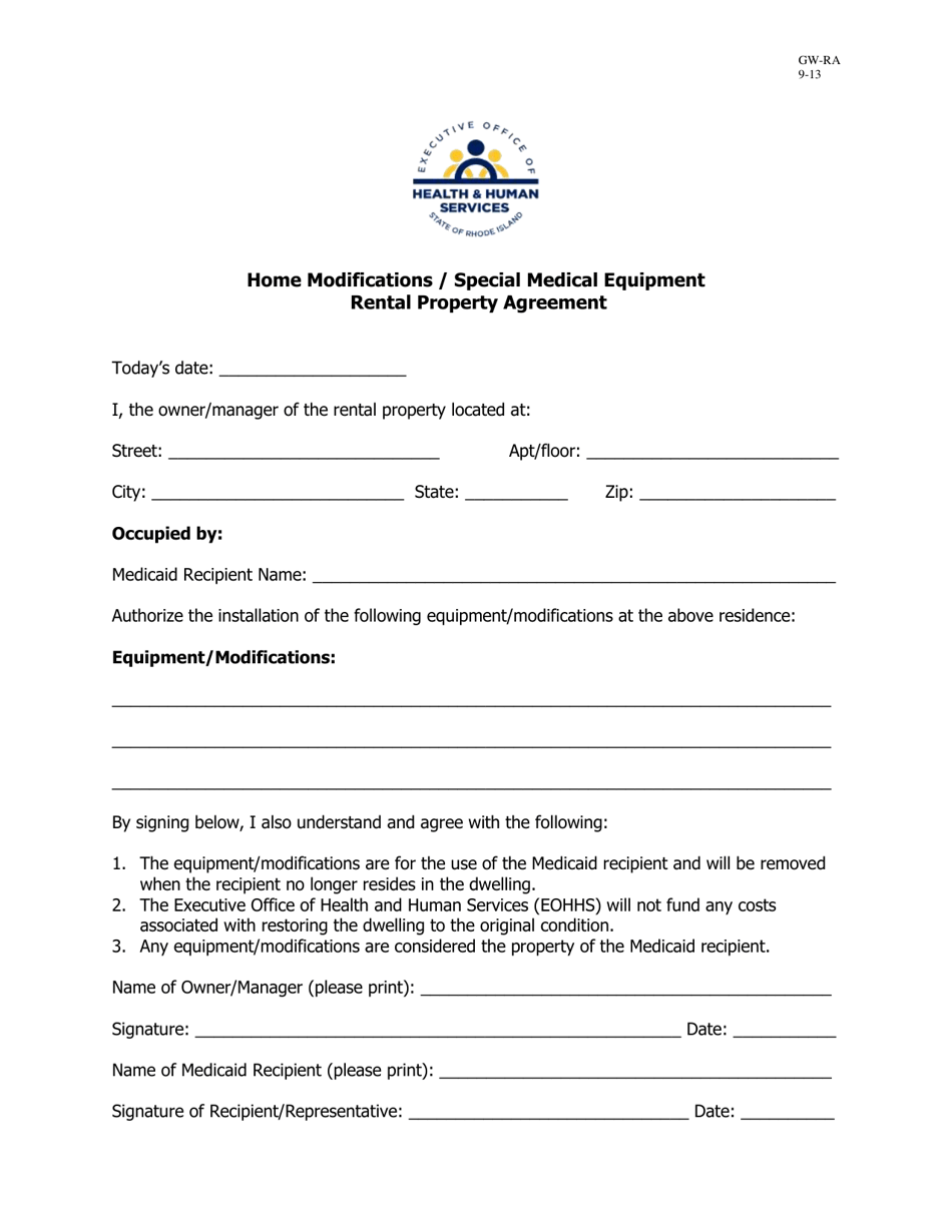Form GW-RA - Fill Out, Sign Online and Download Printable PDF, Rhode ...