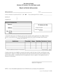 Utah Right of Entry Application Download Fillable PDF | Templateroller