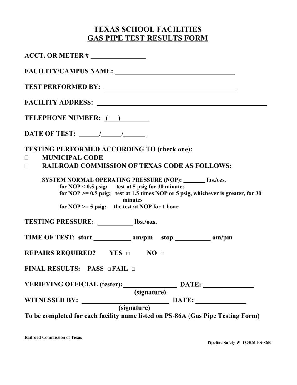 Form PS-86B - Fill Out, Sign Online and Download Printable PDF, Texas ...
