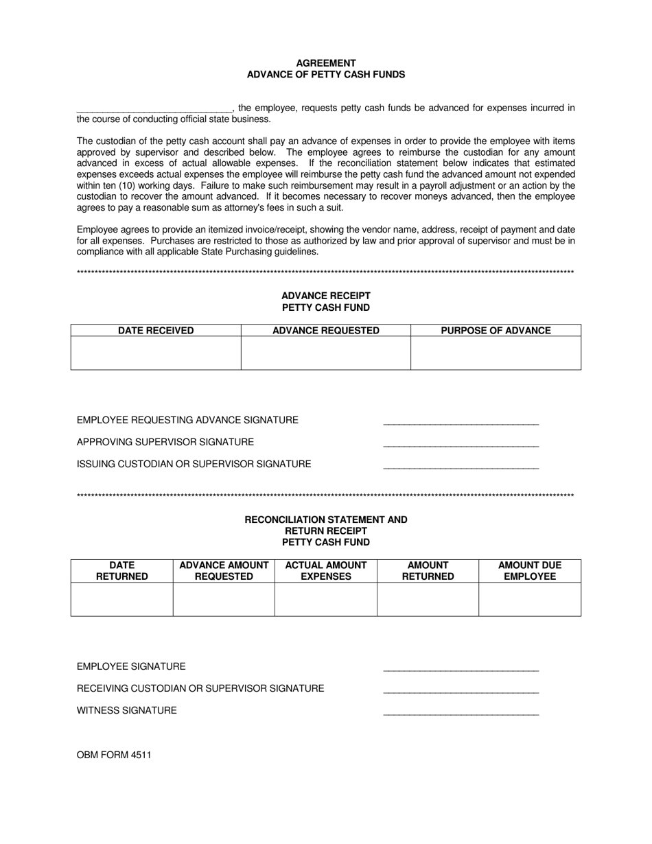 OBM Form 4511 - Fill Out, Sign Online and Download Fillable PDF, Ohio ...