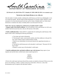 South Carolina Notifying the Credit Bureaus of a Death Download ...