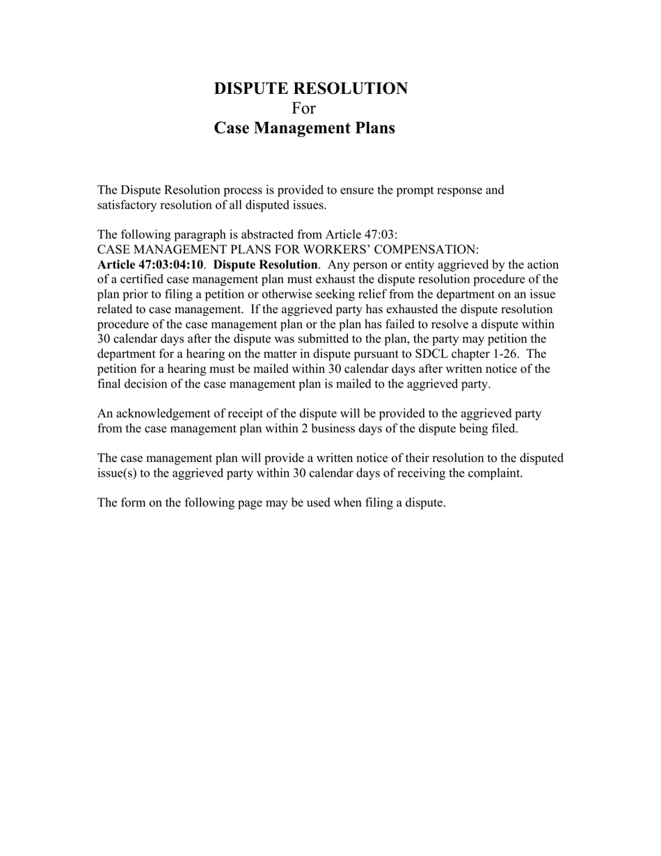 South Dakota Dispute Resolution Form - Generic - Fill Out, Sign Online ...
