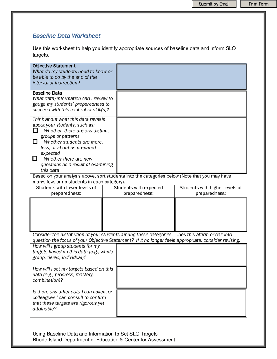 Rhode Island Baseline Data Worksheet - Fill Out, Sign Online and ...